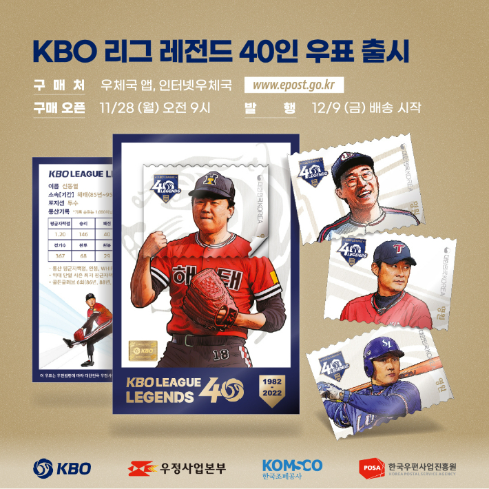 韓 프로야구 출범 40주년 레전드 40인 우표 나온다 - 노컷뉴스