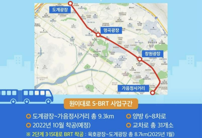 창원 S-BRT 공사 본격화, 11월부터 1·2차로 부분 통제 - 노컷뉴스